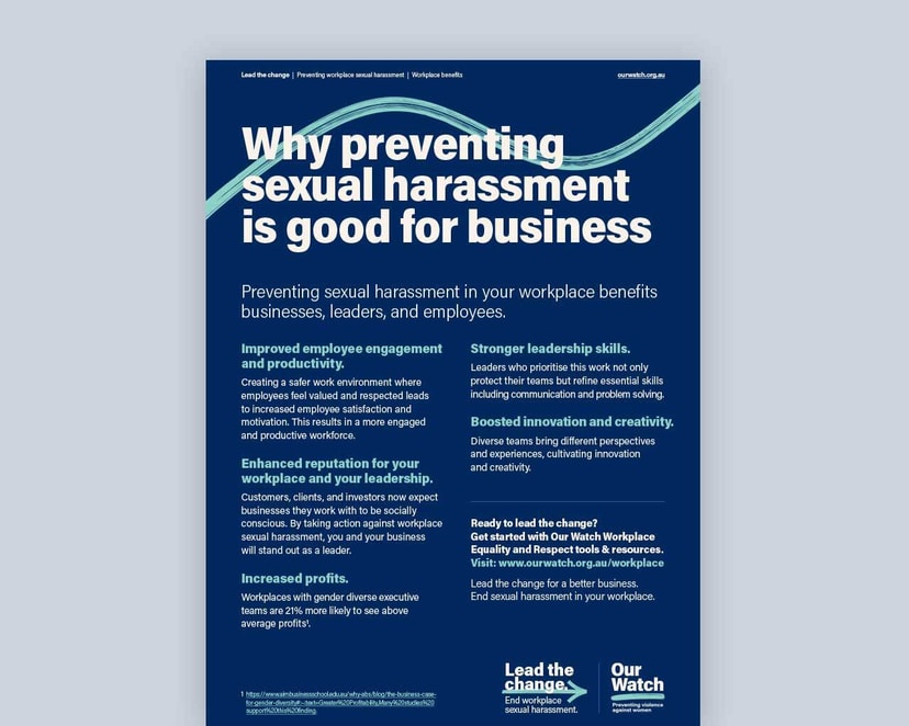 Our Watch | Prevent workplace sexual harassment